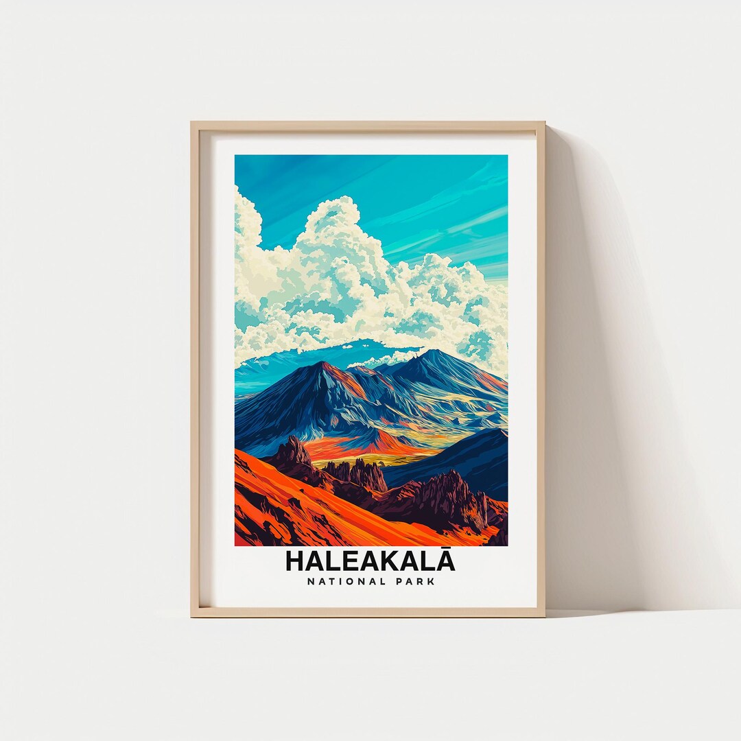 Haleakala National Park Travel Poster, Hawaii Travel Print Wall Art - Hawaii Print, Digital ...