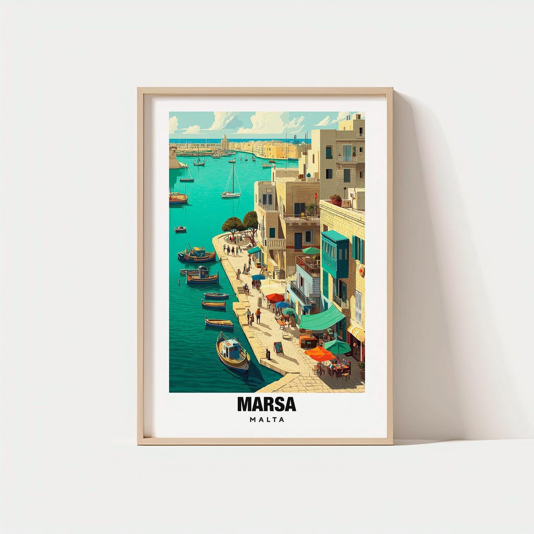 Marsa Wall Art - Vibrant Harbor Views and Urban Coastal Charm - Etsy