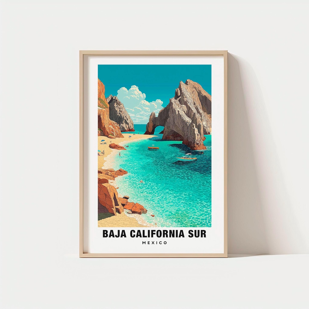 Mexico Travel Poster: Baja California Sur - Sea of Cortez Art - Etsy