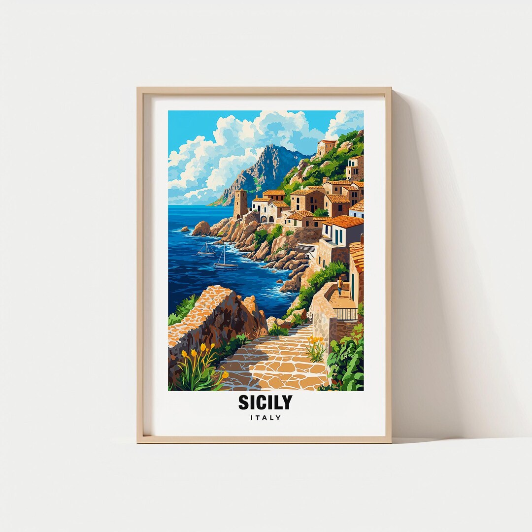 Sicily Travel Print, Italy Travel Poster - Sicily Travel Gift ...