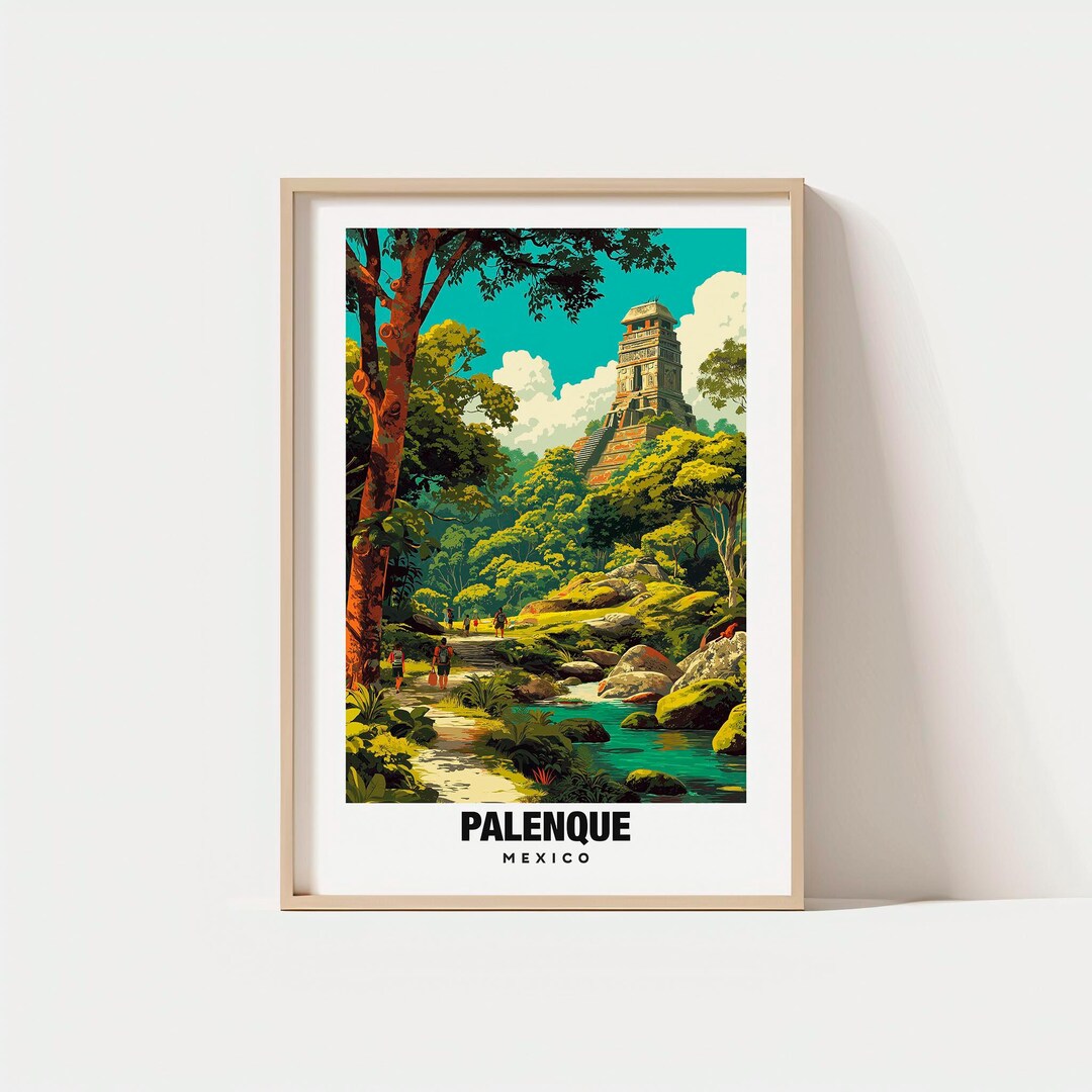 Palenque Print - Mexico Poster, Palenque Views, Palenque Art, Jungle ...