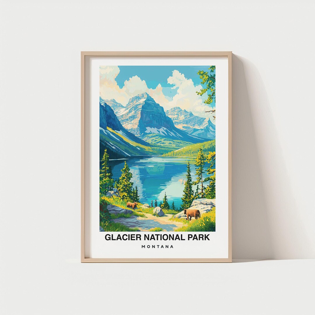 Glacier National Park Travel Print Wall Art, Glacier - National Park ...