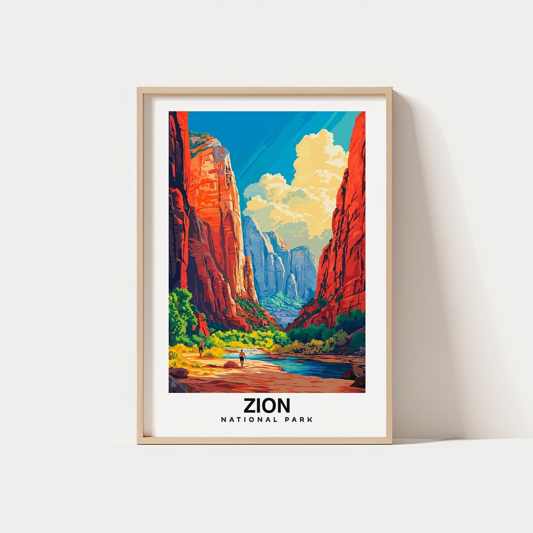 Zion National Park Travel Poster, Utah Travel Print Wall Art - Utah ...