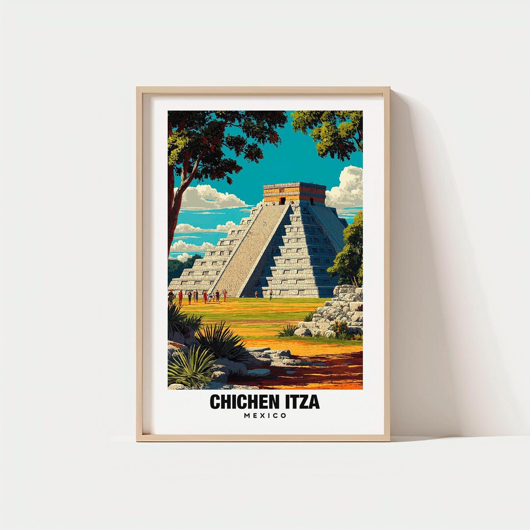 Mayan Ruins Travel Print, Chichén Itzá Pyramid, Mexico (digital Art) - Etsy