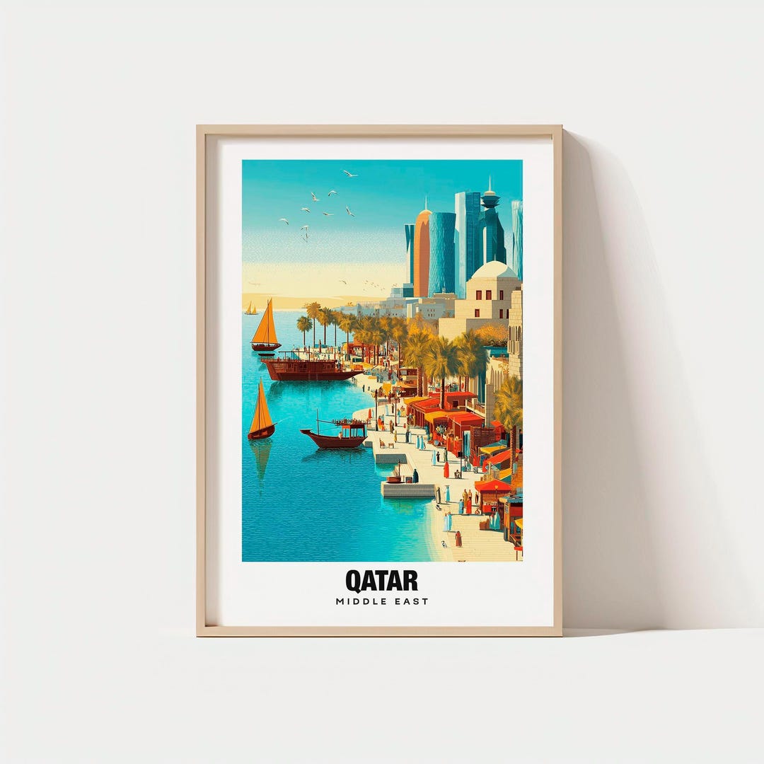 Qatar Print - Middle East Poster, Qatar Views, Gulf Charm, Desert Scene ...