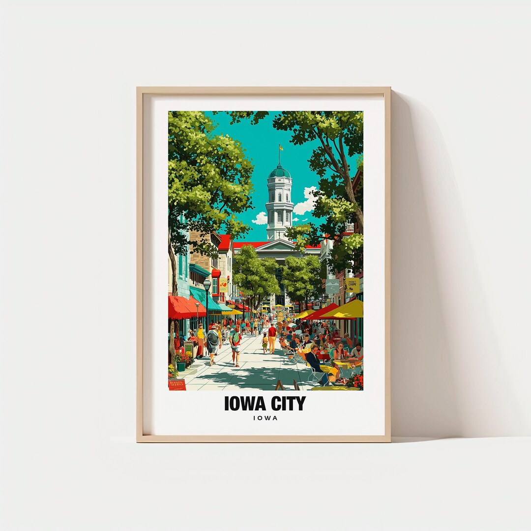 Iowa City Poster: Historic Downtown - Cultural and Scenic Art - Etsy
