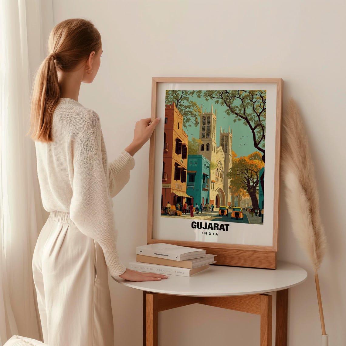 Gujarat Travel Poster: Vibrant Cityscape and Cultural Landmarks - Etsy