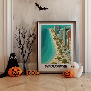Ajman Corniche Print - UAE Poster, Travel Wall Art, Coastal Print ...