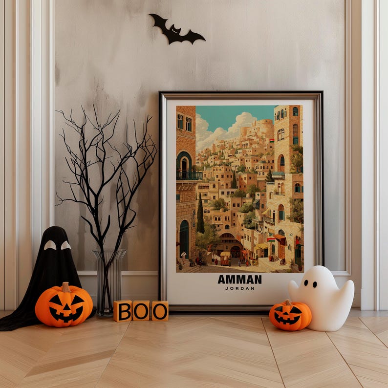 Amman Print - Jordan Poster, Travel Wall Art, Cityscape Print, Middle ...