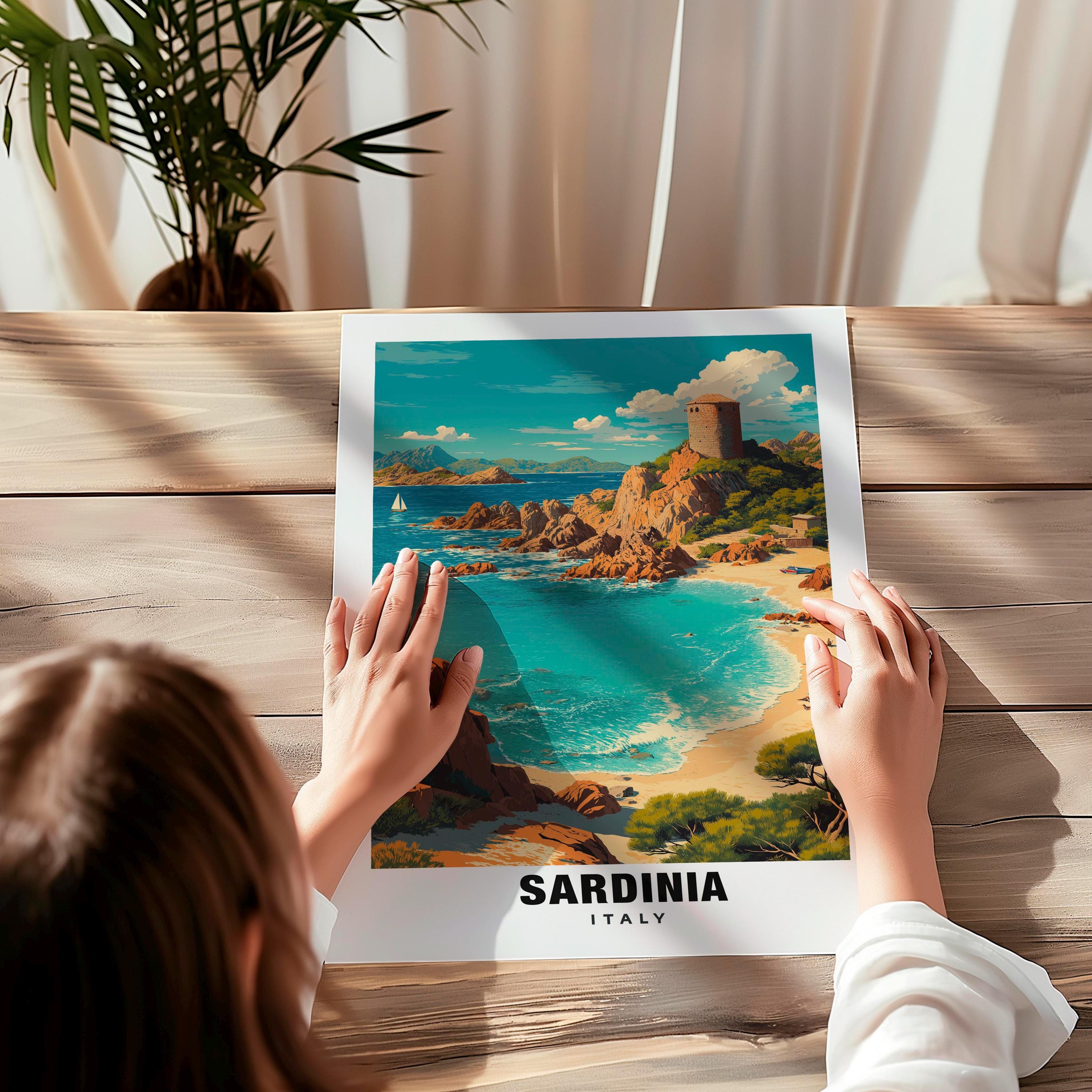 Sardinia Travel Poster - Iconic Italian Island, Vibrant Coastal Views ...