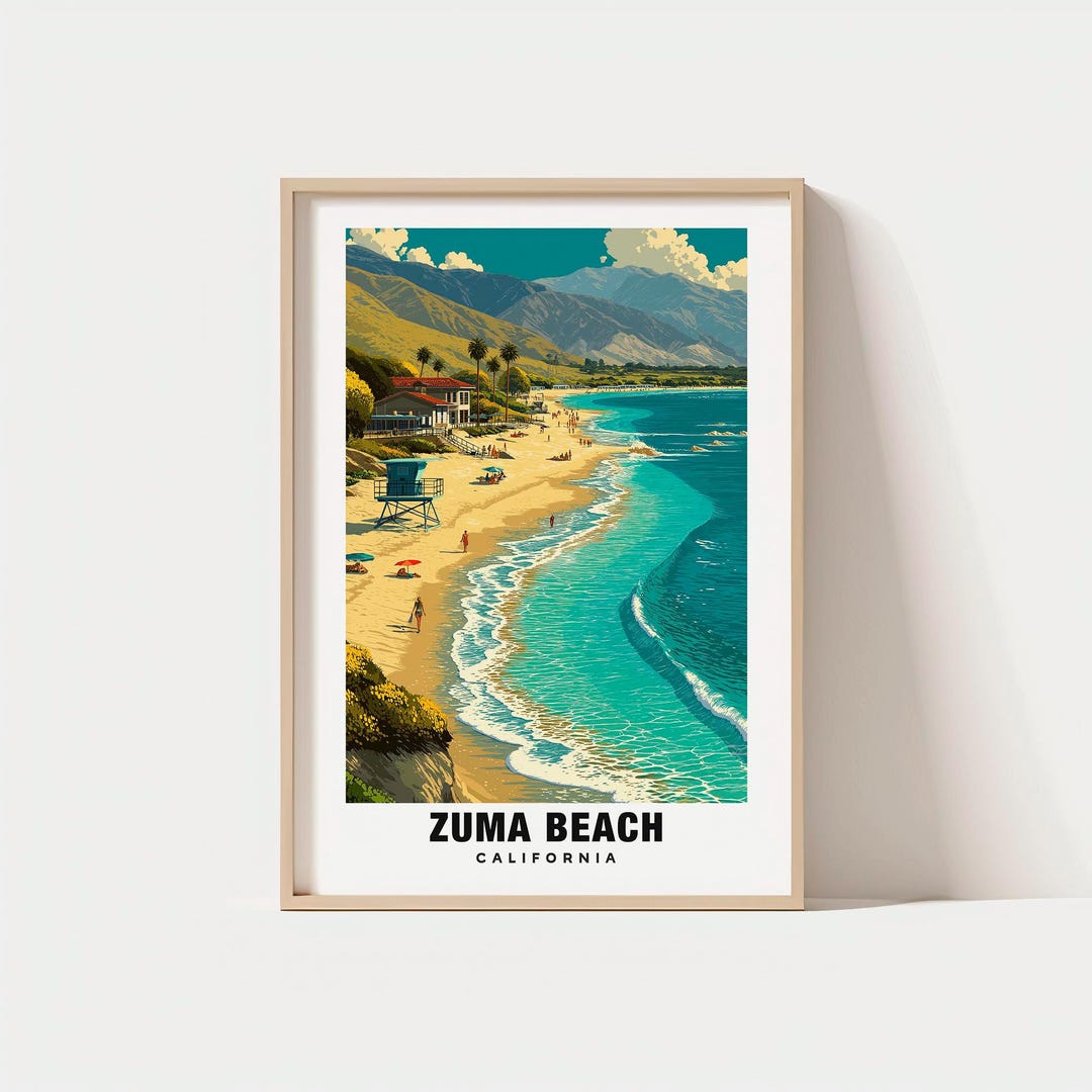 Zuma Beach Travel Poster: Coastal Escape (printable Wall Art) - Etsy