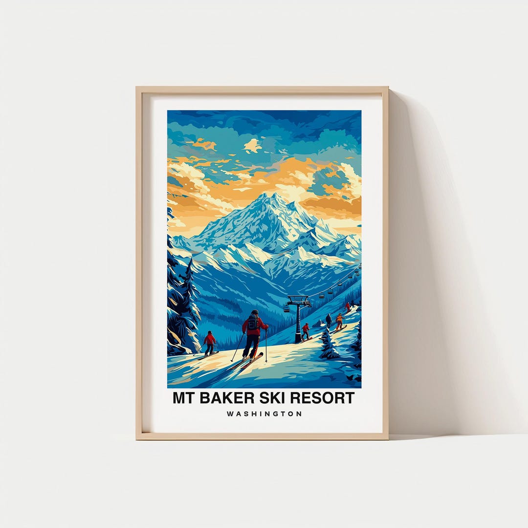 Mt Baker Ski Resort Print - USA Poster, Travel Wall Art, Ski Print ...