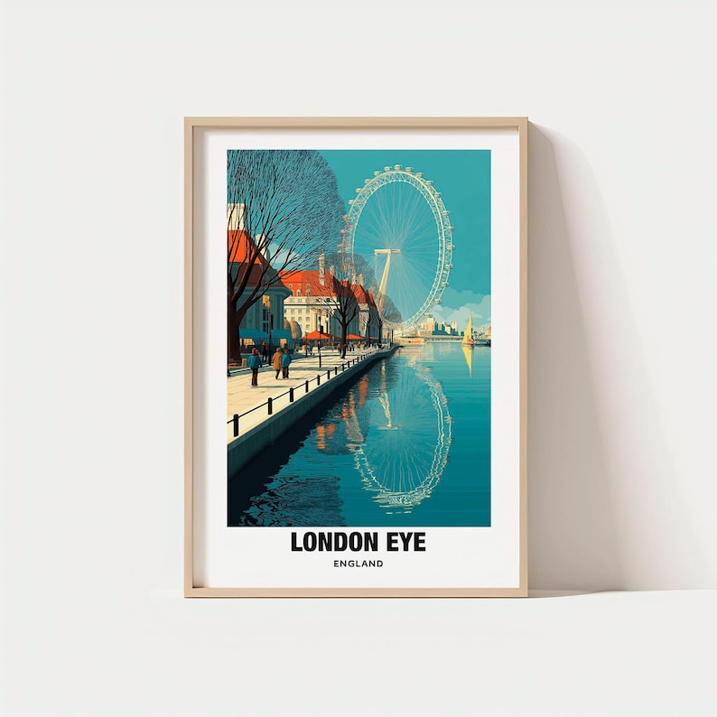 London Eye Travel Poster, Cityscape View, River Thames (digital Print ...