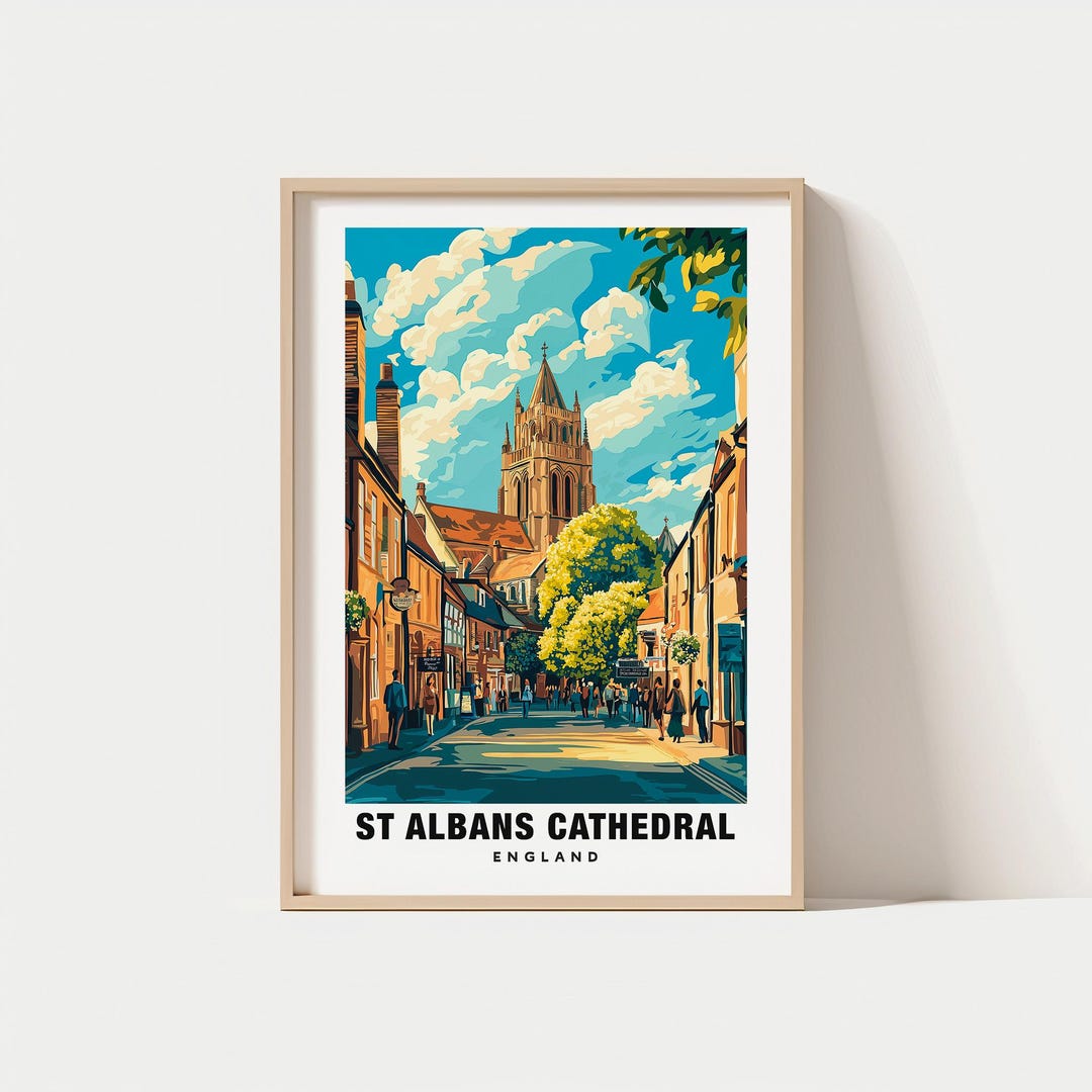 St Albans Cathedral Print - England Poster, St Albans Views, St Albans ...