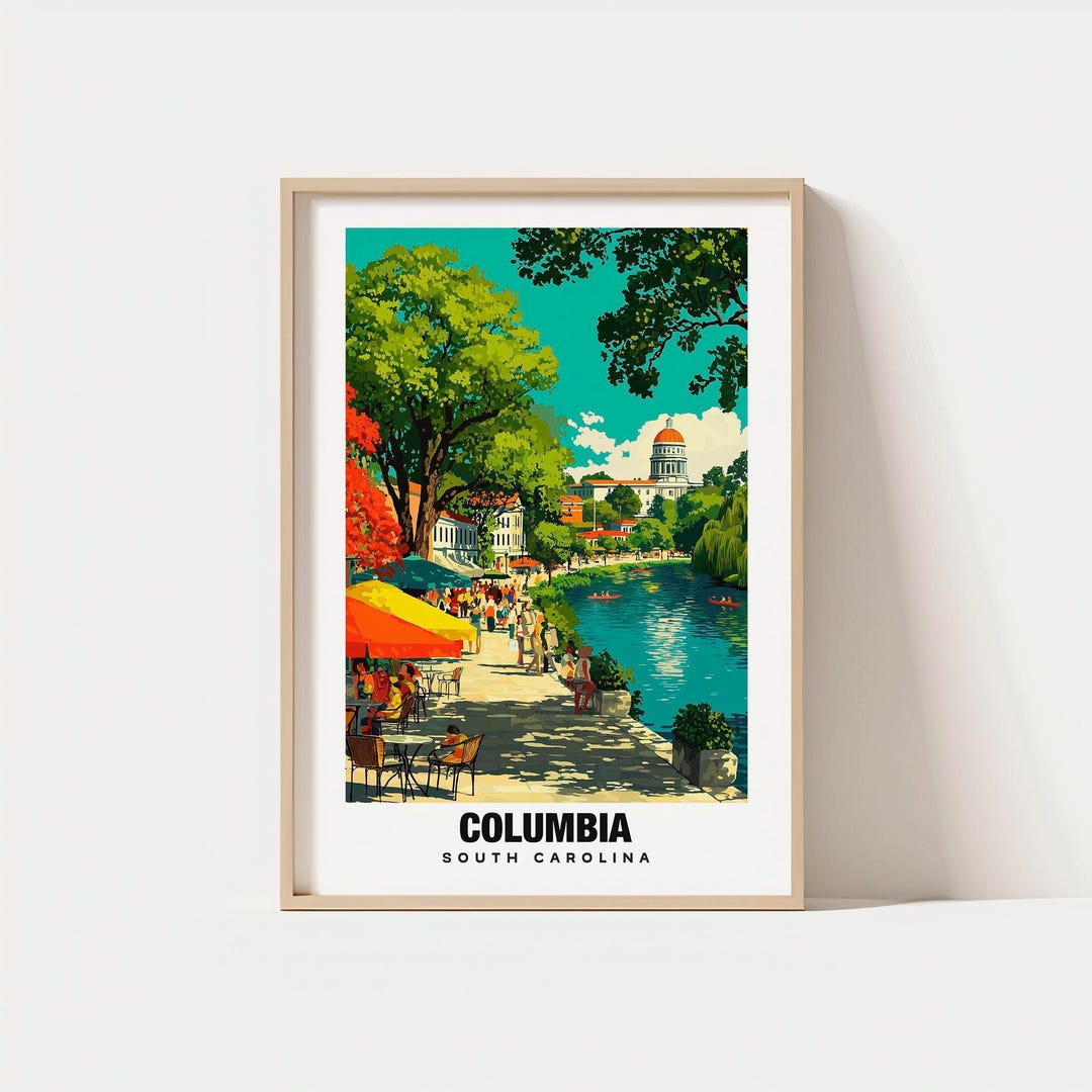 Columbia South Carolina Wall Art - City Views With River Scene - Etsy