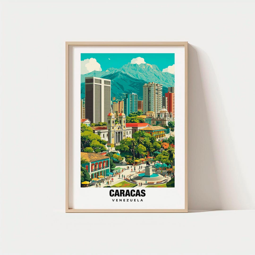 Caracas Travel Poster: Scenic City Views With Mountain Backdrop - Etsy