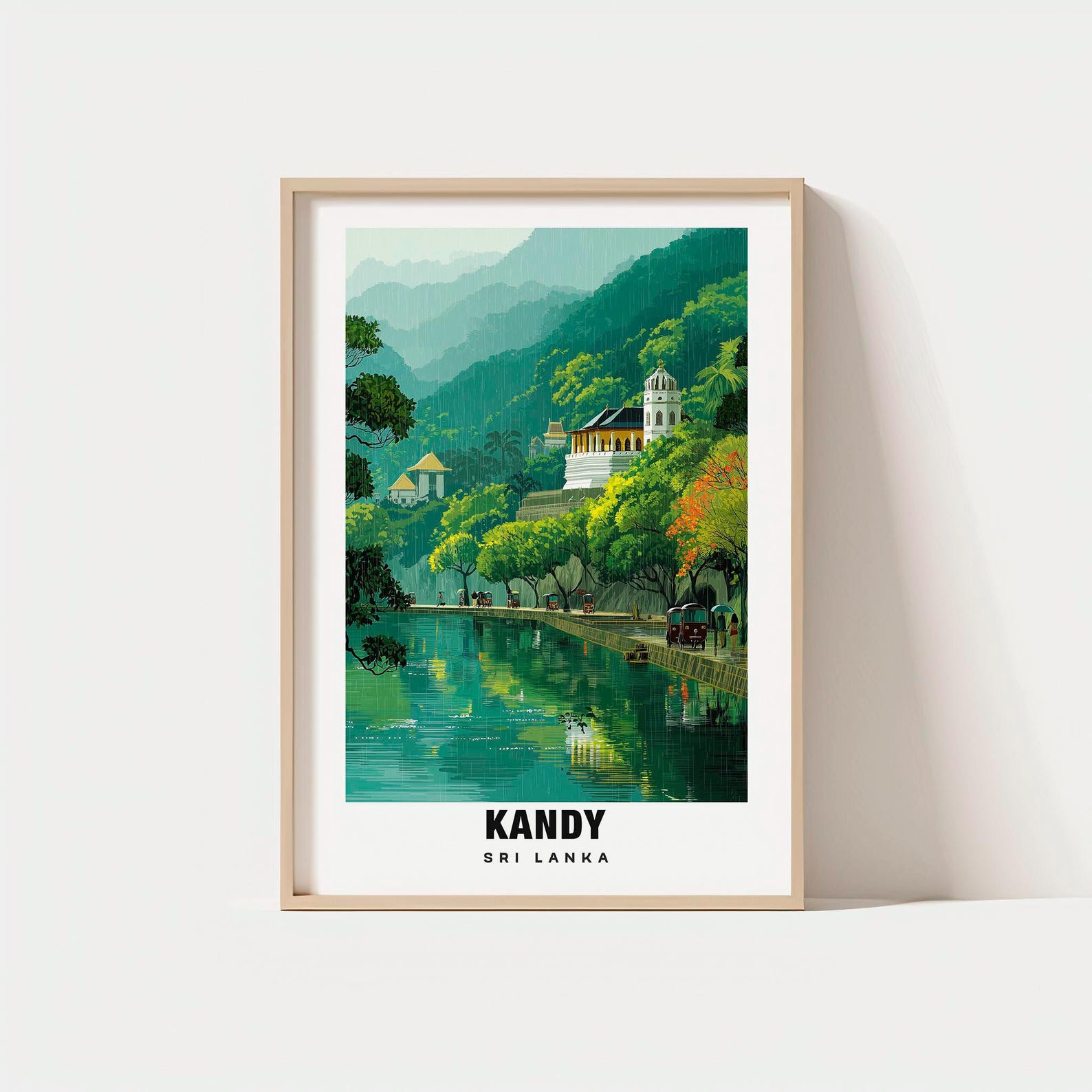 Kandy Travel Print - Scenic Lake and Temple of the Tooth Art - Etsy