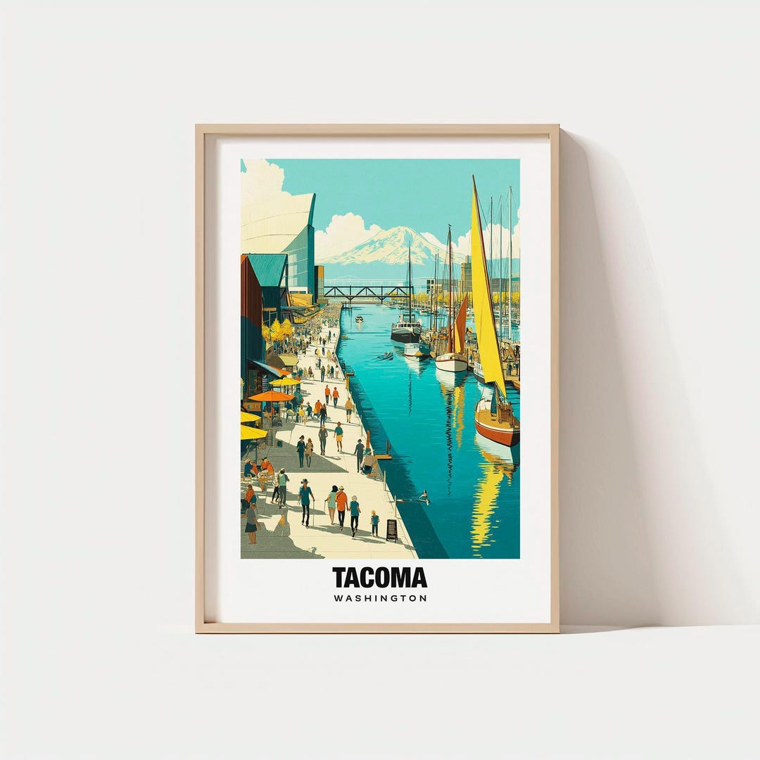 Tacoma Print - USA Poster, Tacoma Views, Washington Charm, Waterfront ...