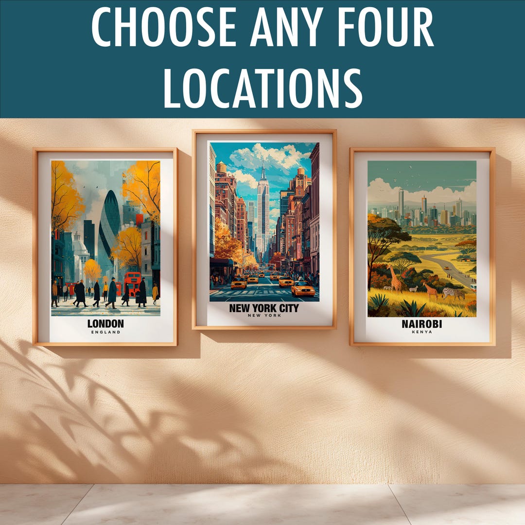 Cityscape Print Set: Four Custom Locations (digital Art Download) - Etsy