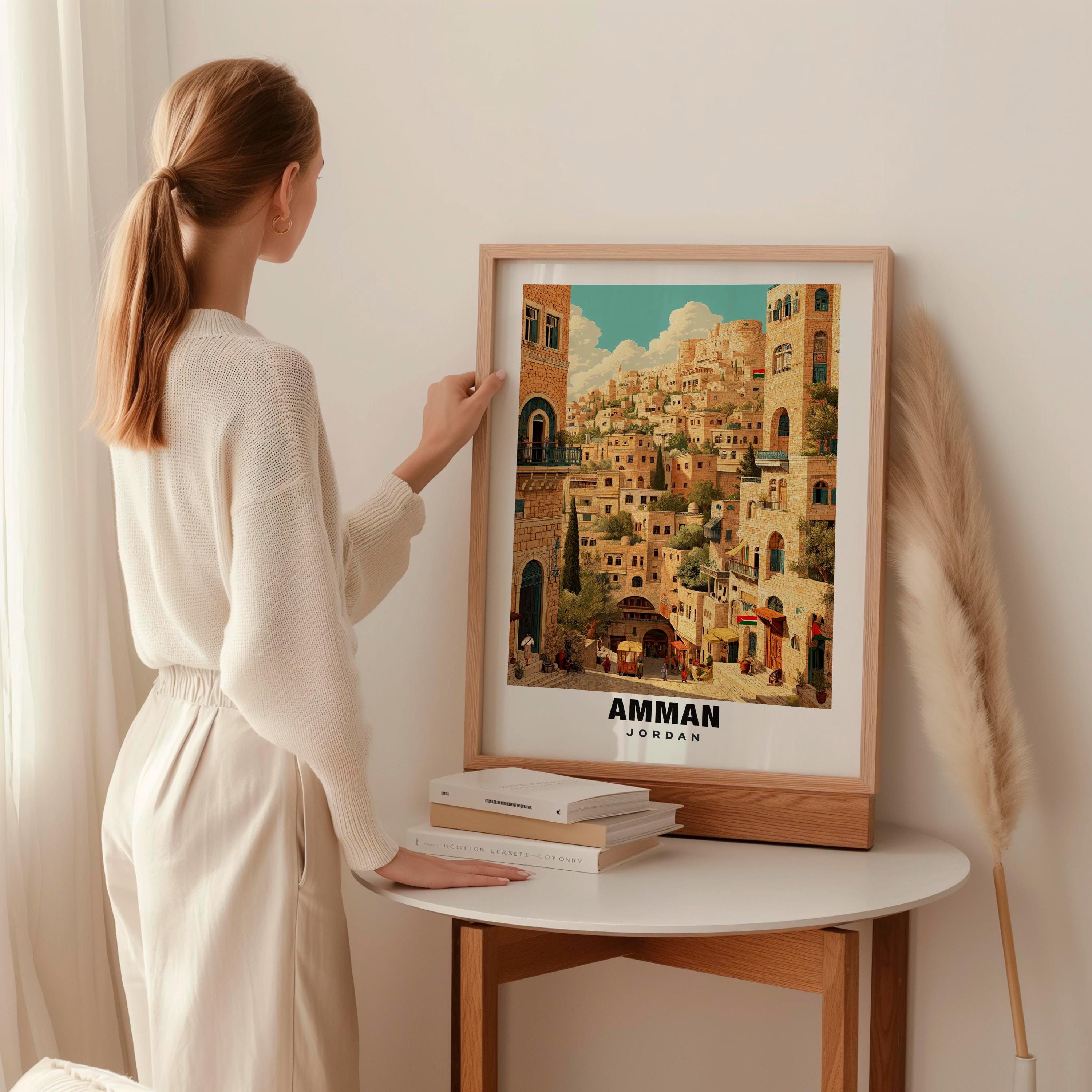 Amman Print - Jordan Poster, Travel Wall Art, Cityscape Print, Middle ...