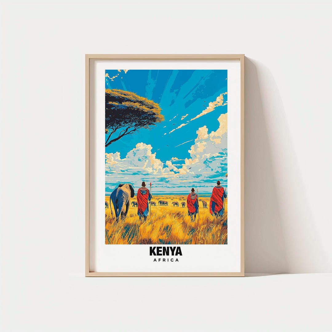 Kenya Print - Africa Poster, Travel Wall Art, Scenic View, Safari ...