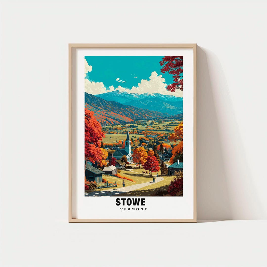 Stowe Print - USA Poster, Stowe Views, Stowe Village, Stowe Mountain ...