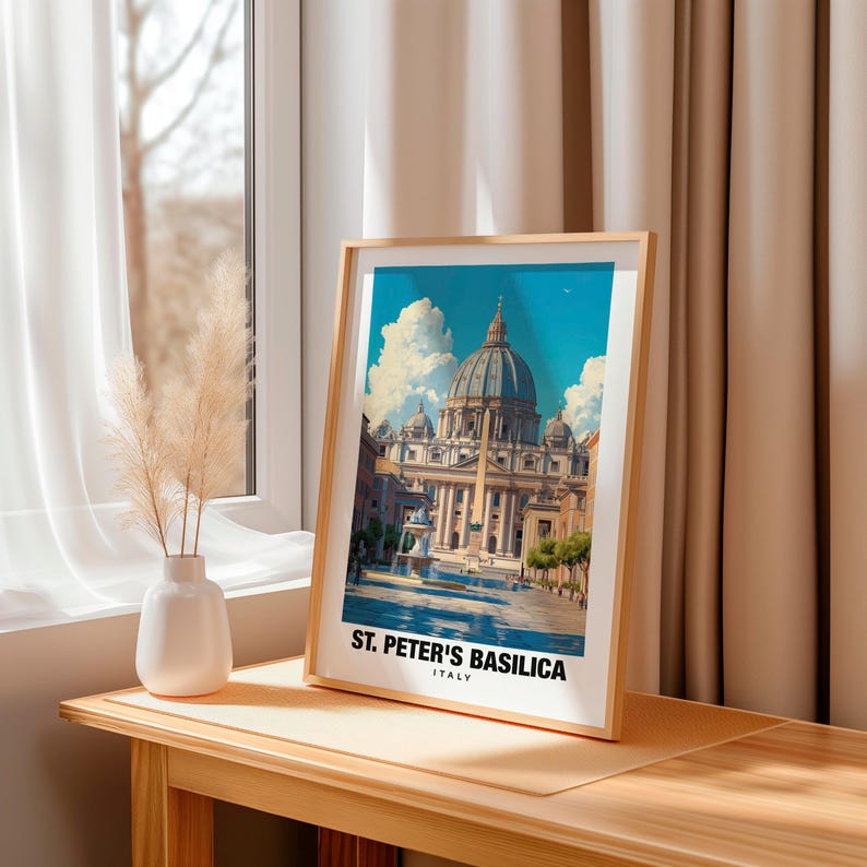 St. Peter's Basilica Poster - Vatican Landmark Art - Etsy