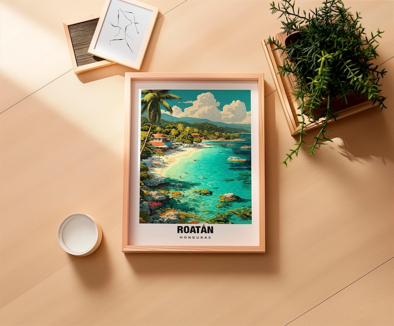 Roatán Travel Poster: Caribbean Island Views, Tropical Scenery - Etsy