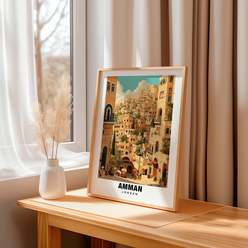 Amman Print - Jordan Poster, Travel Wall Art, Cityscape Print, Middle ...