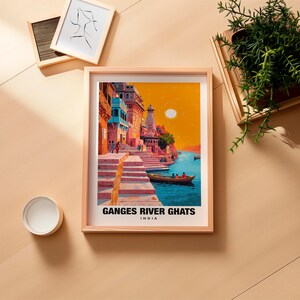 Ganges River Ghats Travel Print Wall Art, Varanasi - India City Print ...