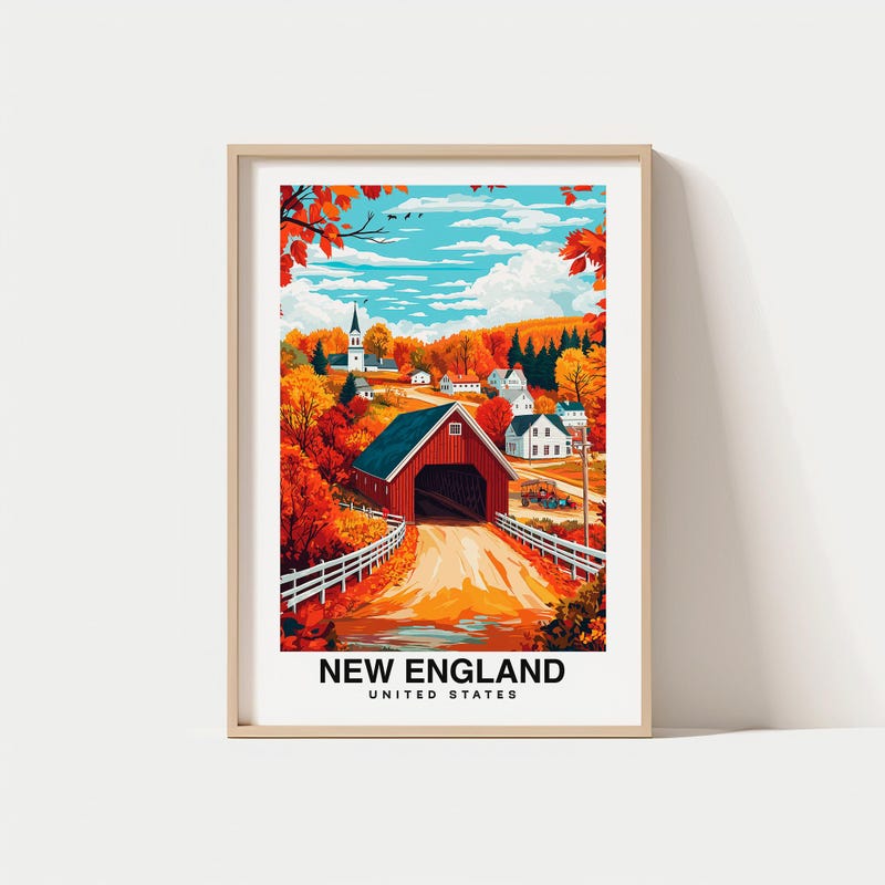 New England Poster - Etsy