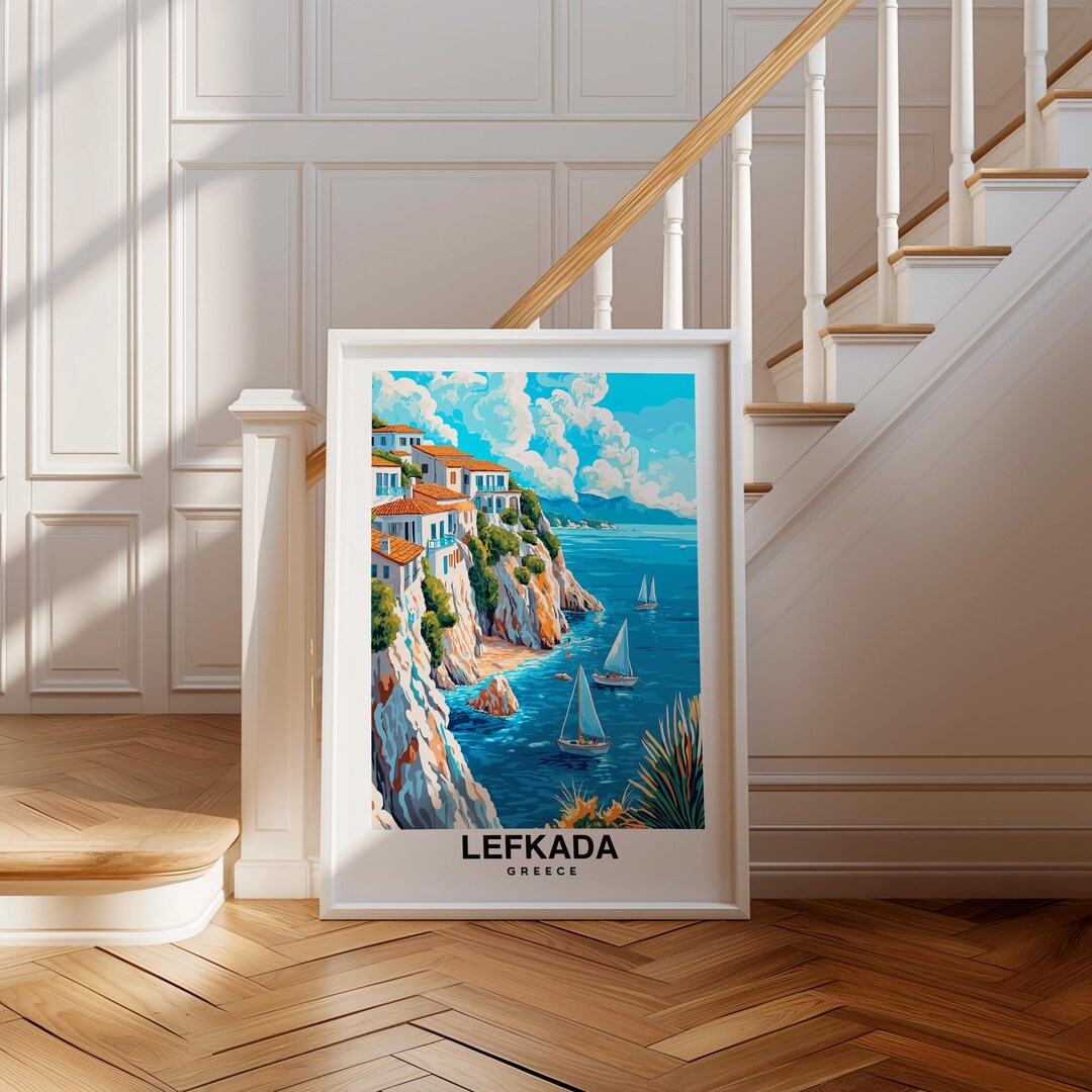 Lefkada, Lefkada Travel Poster Greece City Skyline, Lefkada Poster ...