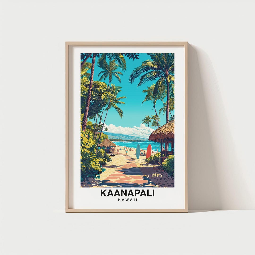 Kaanapali City Print, Kaanapali Travel Poster, Maui Travel Gift ...
