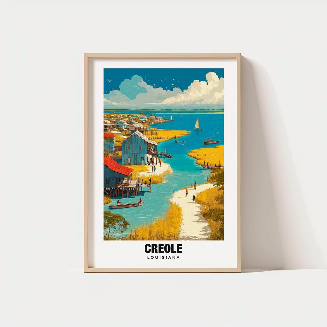 Creole Print, Louisiana Travel Poster, Coastal Scene (digital Download ...
