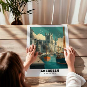 Aberdeen Scotland Poster, Coastal Cityscape, Granite Architecture ...