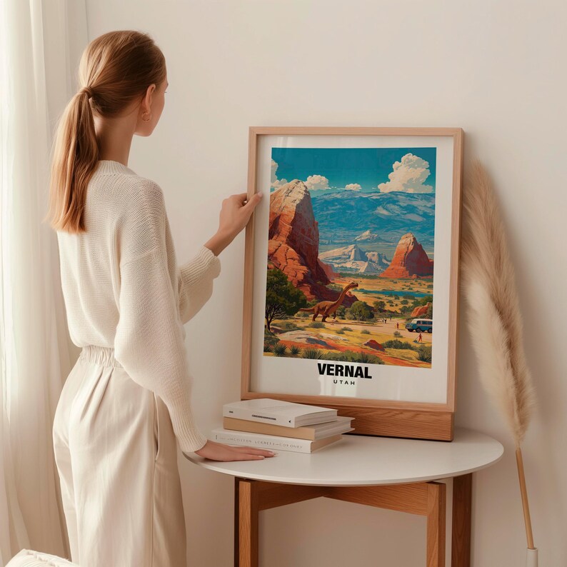 Vernal Print - USA Poster, Vernal Views, Utah Charm, Dinosaur Scene ...