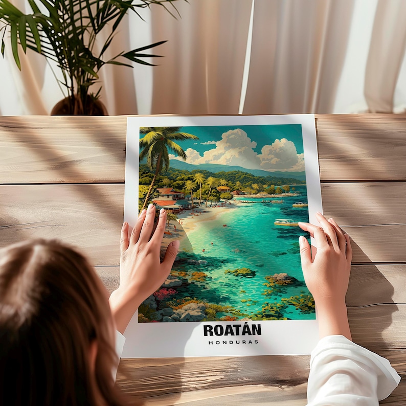 Roatán Travel Poster: Caribbean Island Views, Tropical Scenery - Etsy