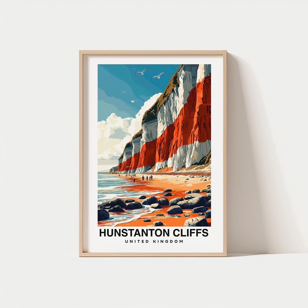 Hunstanton Cliffs Print - England Poster, Travel Wall Art, Coastal ...