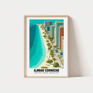 Ajman Corniche Print - UAE Poster, Travel Wall Art, Coastal Print ...