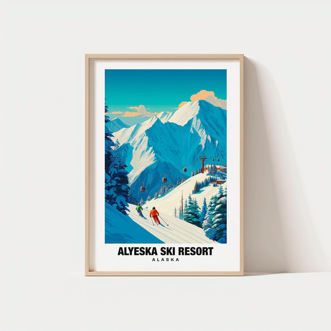 Alyeska Ski Resort Poster - Alaska Winter Landscape Art Print - Etsy