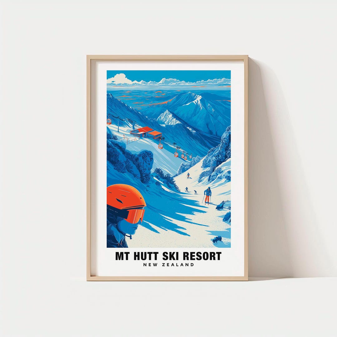 Mt. Hutt Ski Resort Print – New Zealand Travel Poster - Etsy