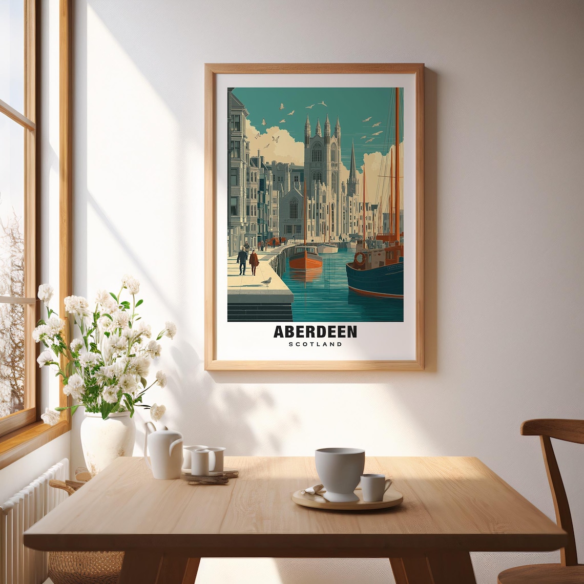 Aberdeen Scotland Poster, Coastal Cityscape, Granite Architecture ...