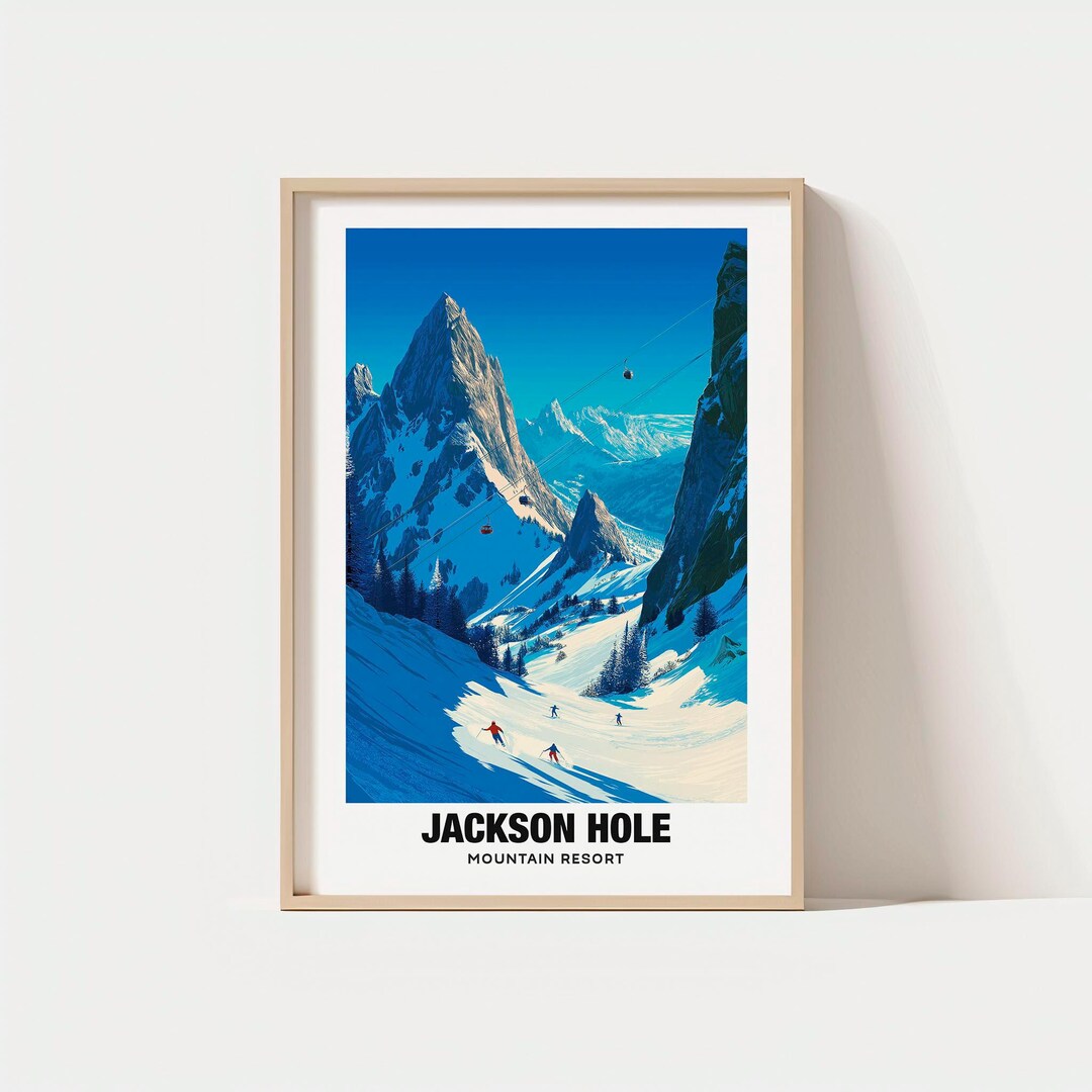 Jackson Hole Poster: Mountain Landscape - Ski Resort Art - Etsy
