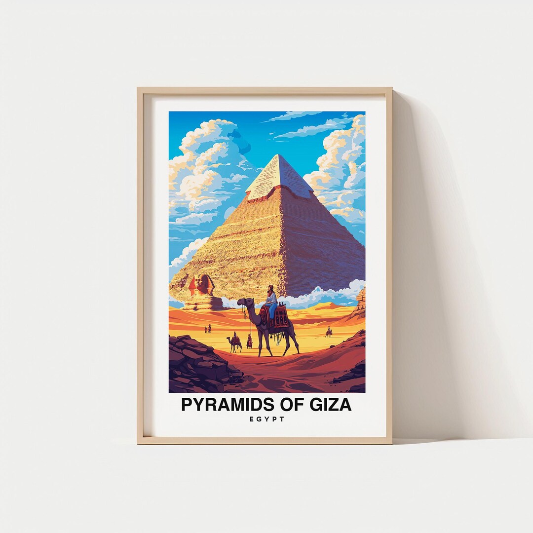 Pyramids of Giza Travel Print - Egypt Landmark, Printable City Poster ...