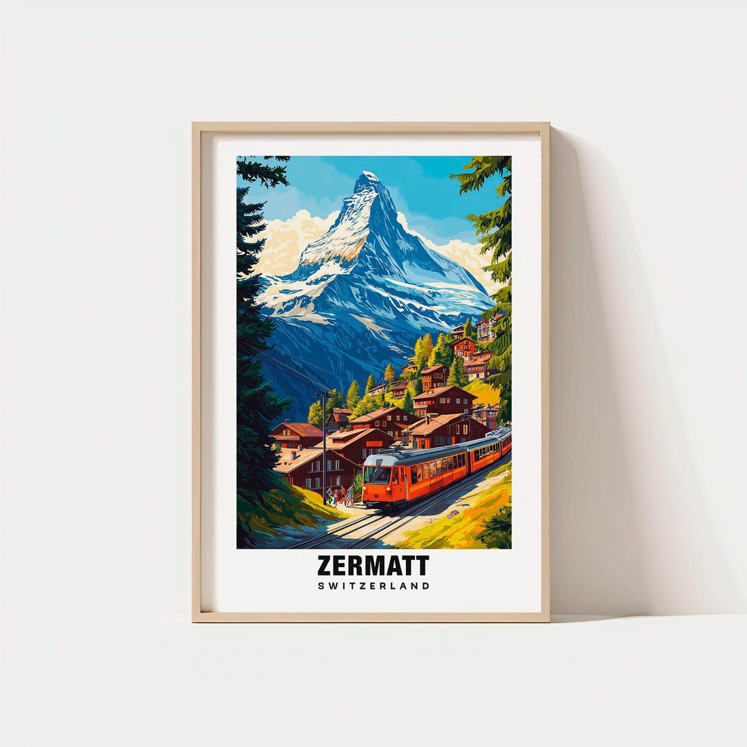 Zermatt Print - Switzerland Poster, Travel Wall Art, Mountain Print ...