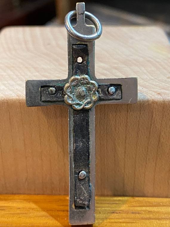 Antique German Cross or Crucifix with Silver Jesus - Gem