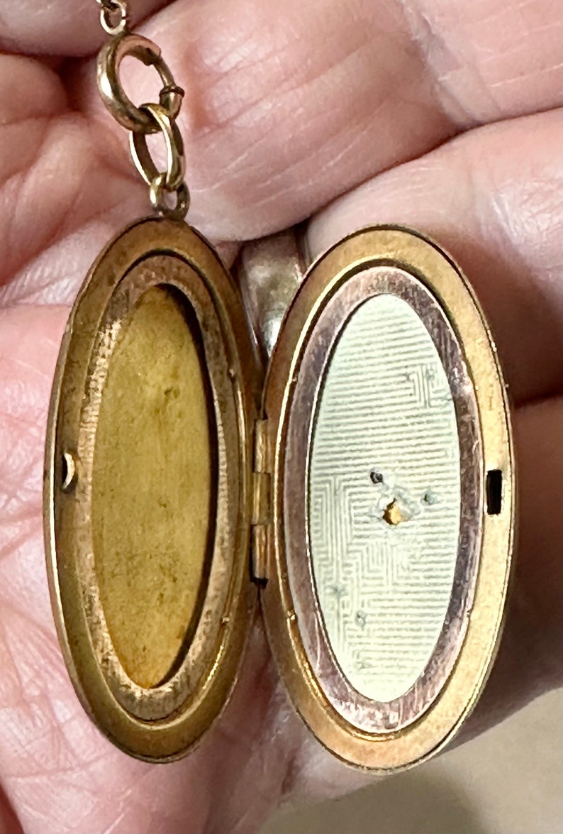 Antique Victorian Age Gold Filled Locket With Original Chain, Frames ...