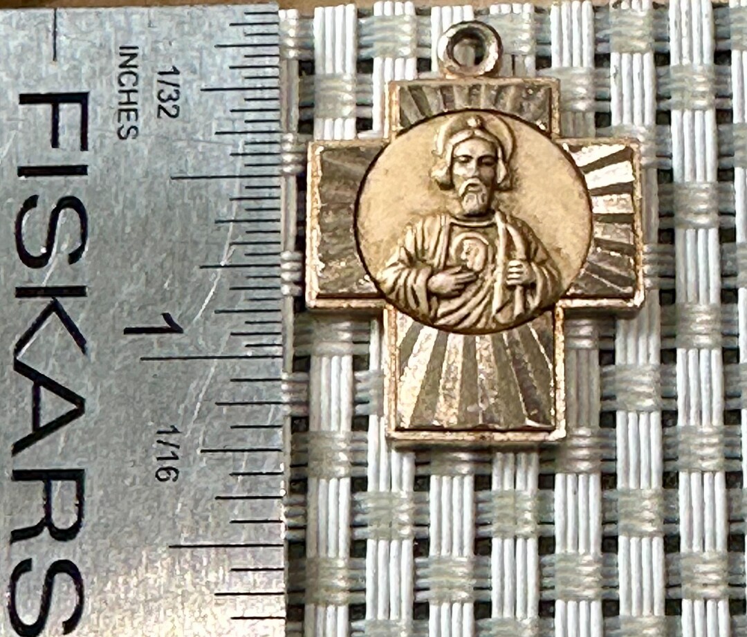 Antique St. Jude Thaddeus, Catholic Medal Cross Shrine of St. Jude N.Y ...