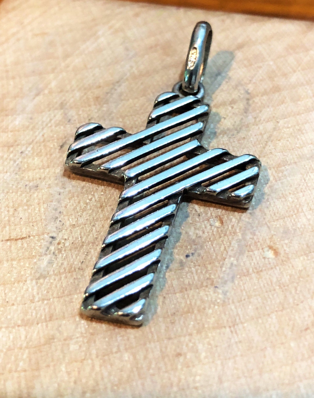 Antique Sterling Silver Small Cross or Crucifix With Diagonal Design - Etsy