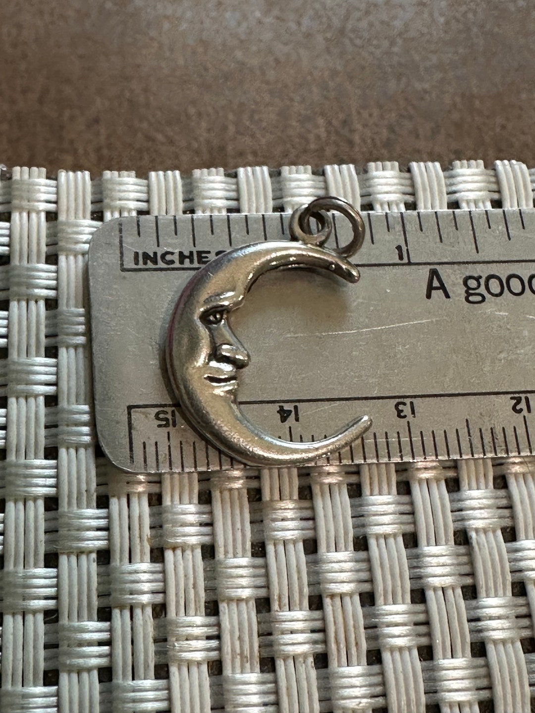 Antique Crescent Moon, Man in the Moon Detailed Double Side Pendant - Etsy